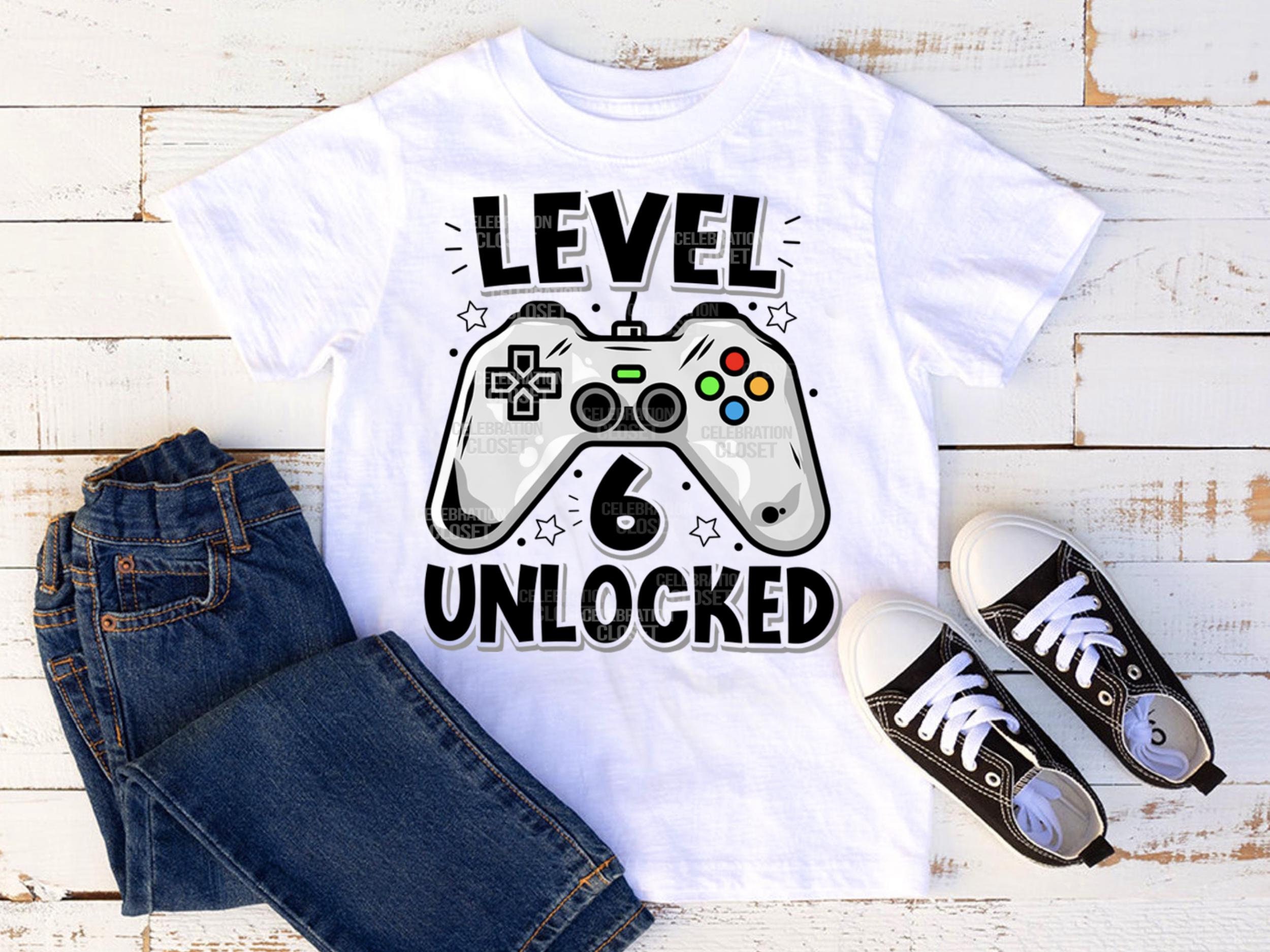 Level 6 Unlocked Shirt, Gamer 6th Birthday Shirt Boy for 6 Year Old ...