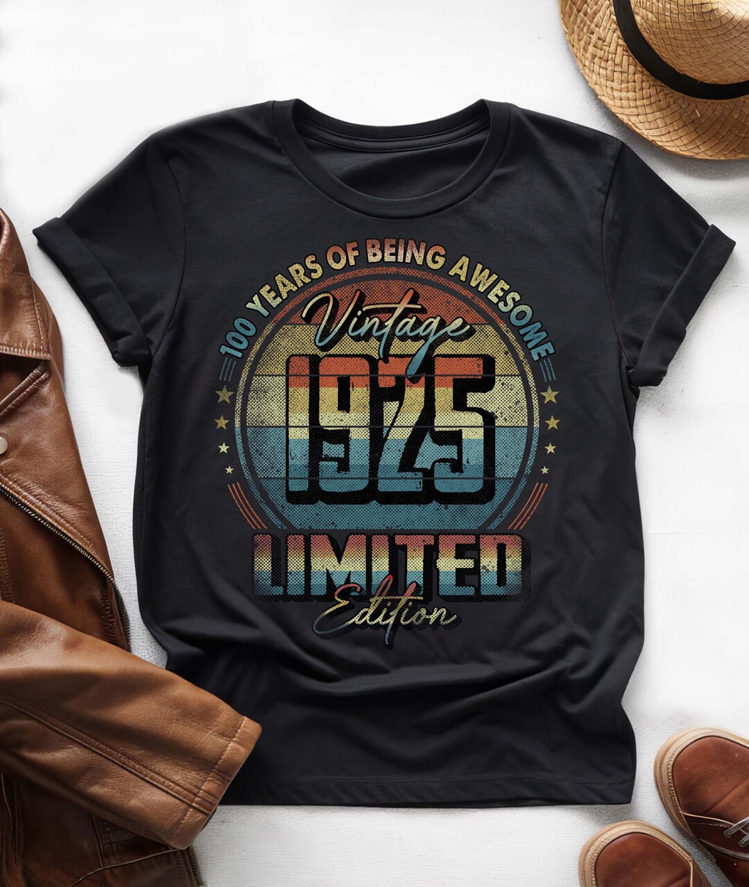 100 Years of Being Awesome, Vintage 100th Birthday Shirt, Vintage 1925 ...