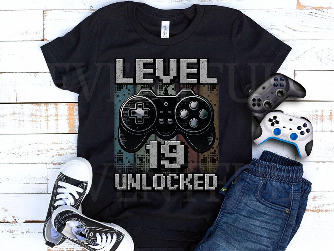 Level 19 Unlocked Shirt, Gamer 19th Birthday Shirt Boy for 19 Year Old ...