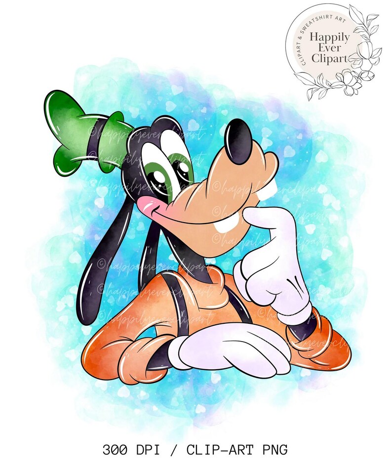 Watercolour Goofy Clipart / Cute Goofy 300 Dpi Digital Download Clipart ...