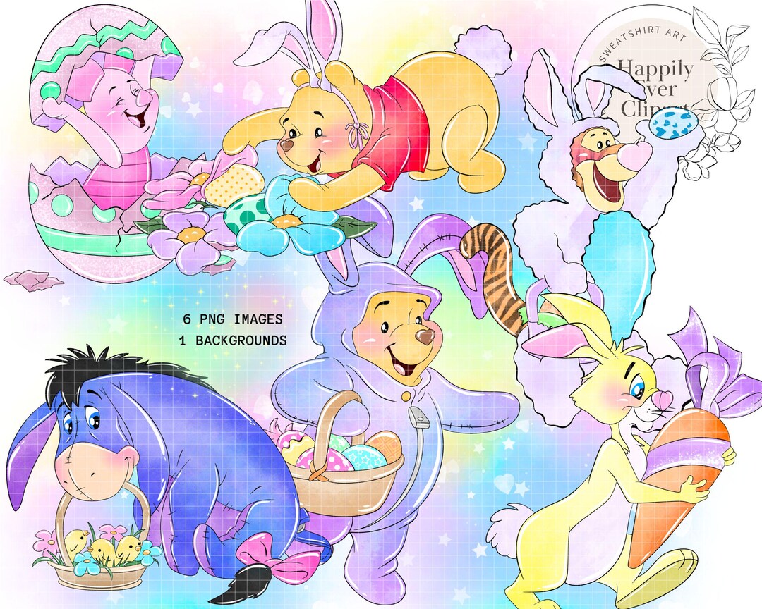 Watercolour Winnie Pooh Easter Clipart Set / Winnie Pooh Easter 300 Dpi ...
