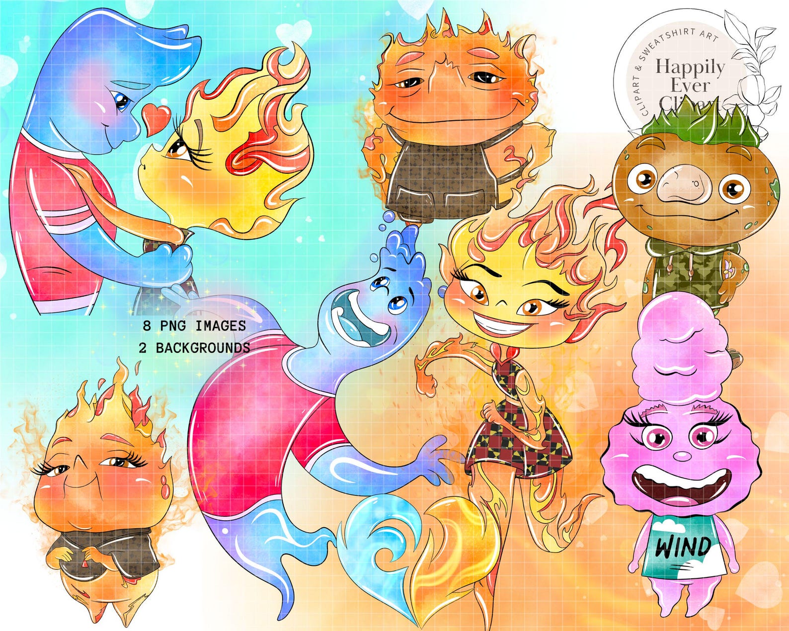 Watercolour Elemental Clipart Set / Elemental 300 Dpi Digital Download ...