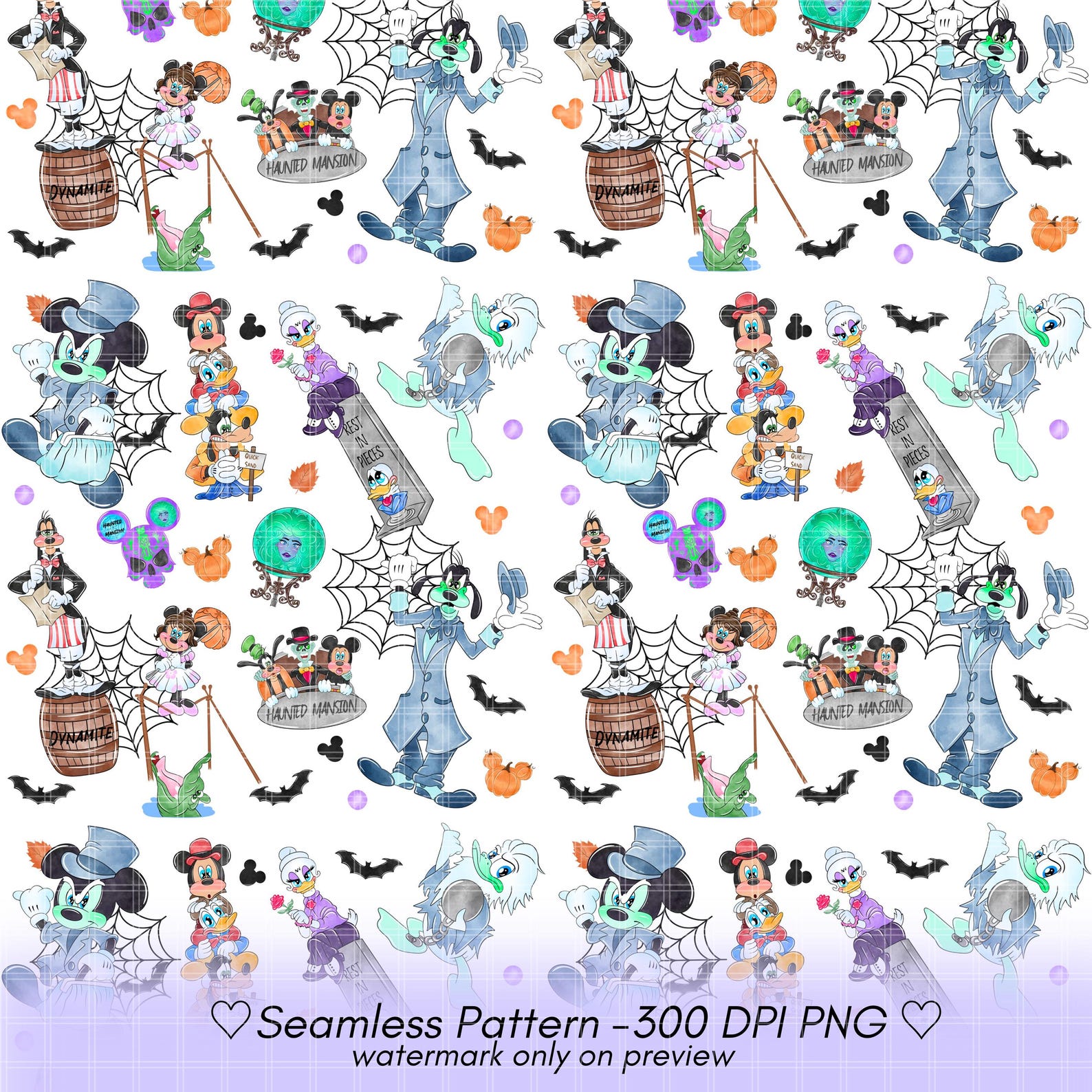 Watercolour Haunted Mansion Seamless / Haunted Mansion 300dpi Digital ...