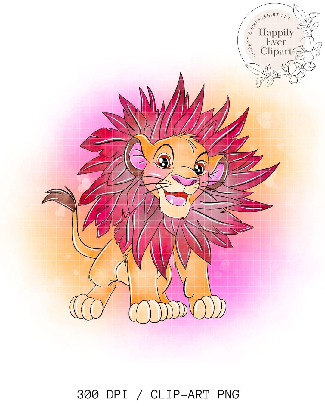 Watercolour Lion King Clipart Cute Lion King 300dpi Digital Download Png Lion King