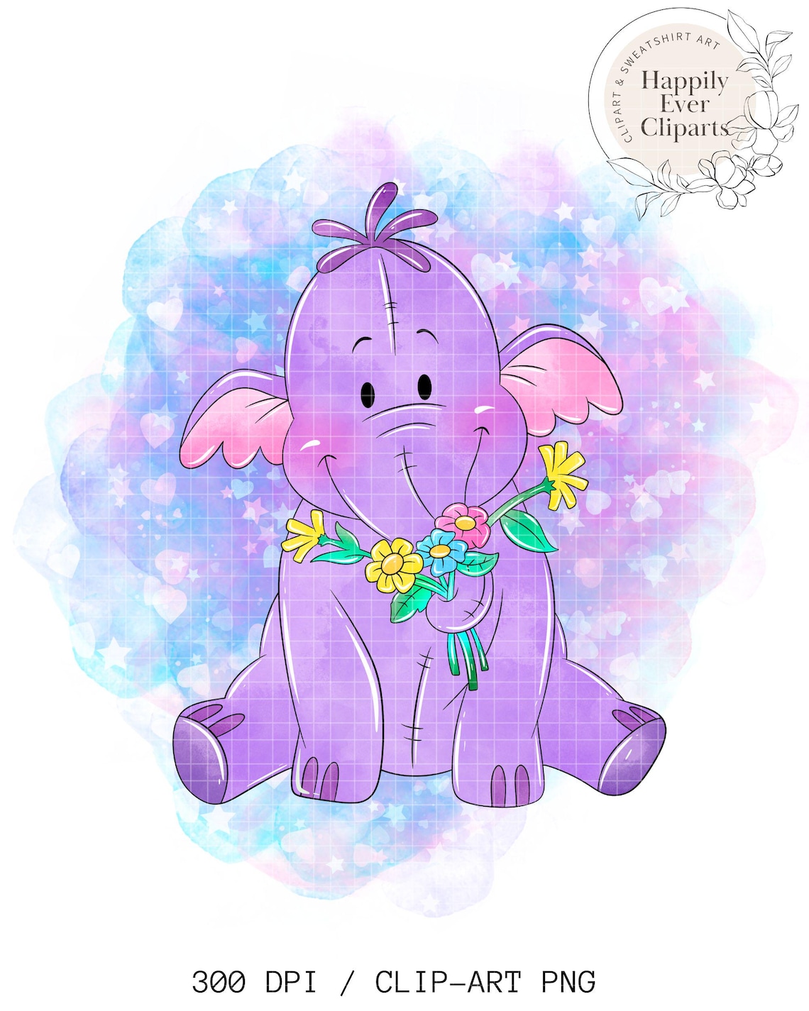 Watercolour Heffalump Clipart / Heffalump 300 Dpi Digital Download PNG ...