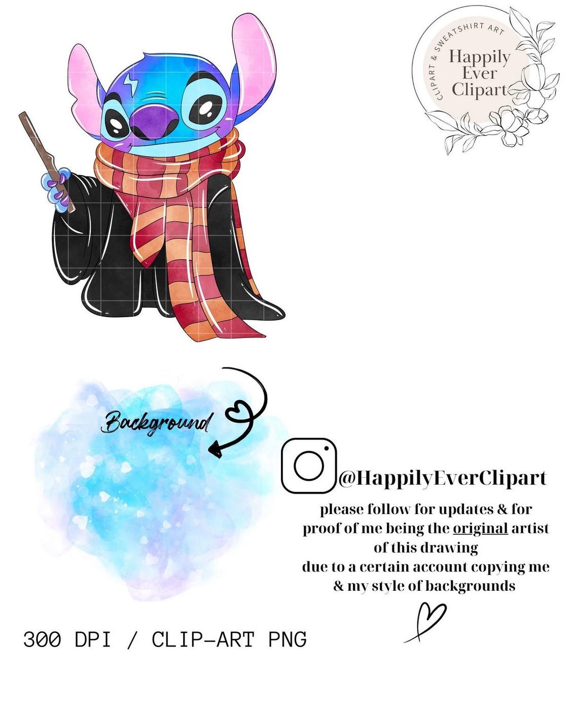 Watercolour Stitch Wizard Clipart / Stitch 300 Dpi Digital Download PNG ...