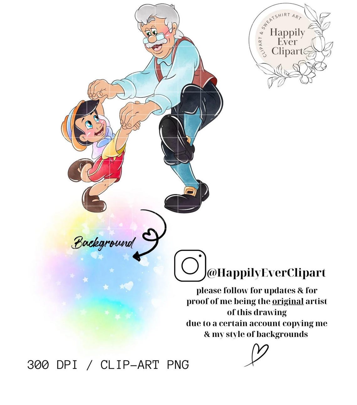 Watercolour Pinocchio Clipart / Pinocchio 300 Dpi Digital Download PNG ...