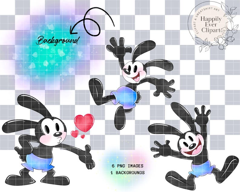 Watercolour Oswald Clipart Set / Oswald 300 Dpi Digital Download ...