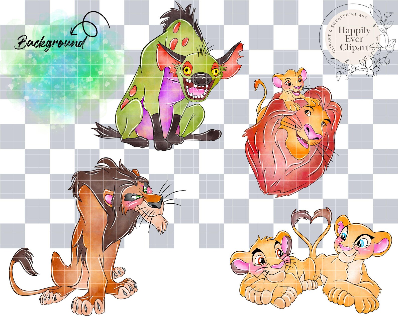 Watercolour Lion King Clipart Set / Cute Lion King 300dpi Digital ...