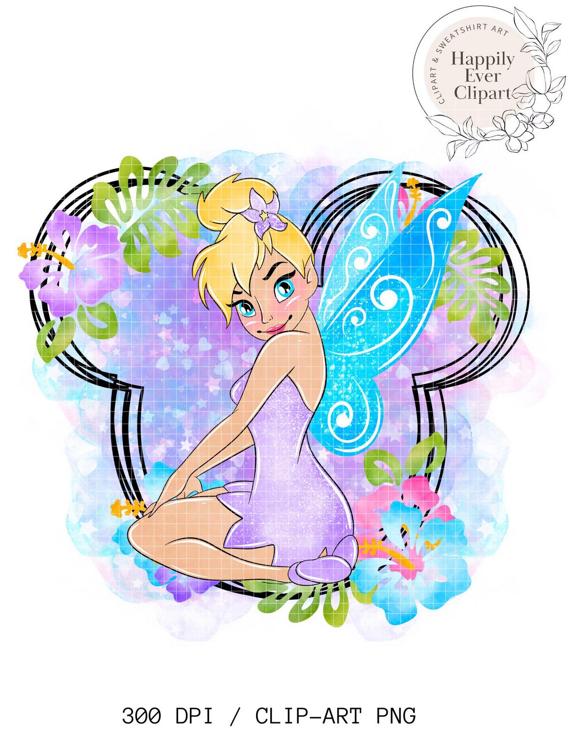 Watercolour Tinkerbell Clipart / Cute Tinkerbell Digital Download PNG ...