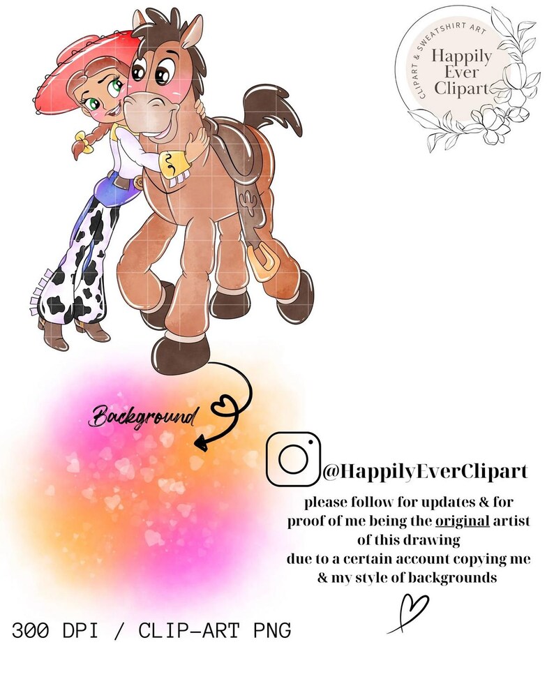 Watercolour Toy Story Clipart / Jessie & Bullseye 300 Dpi Digital ...