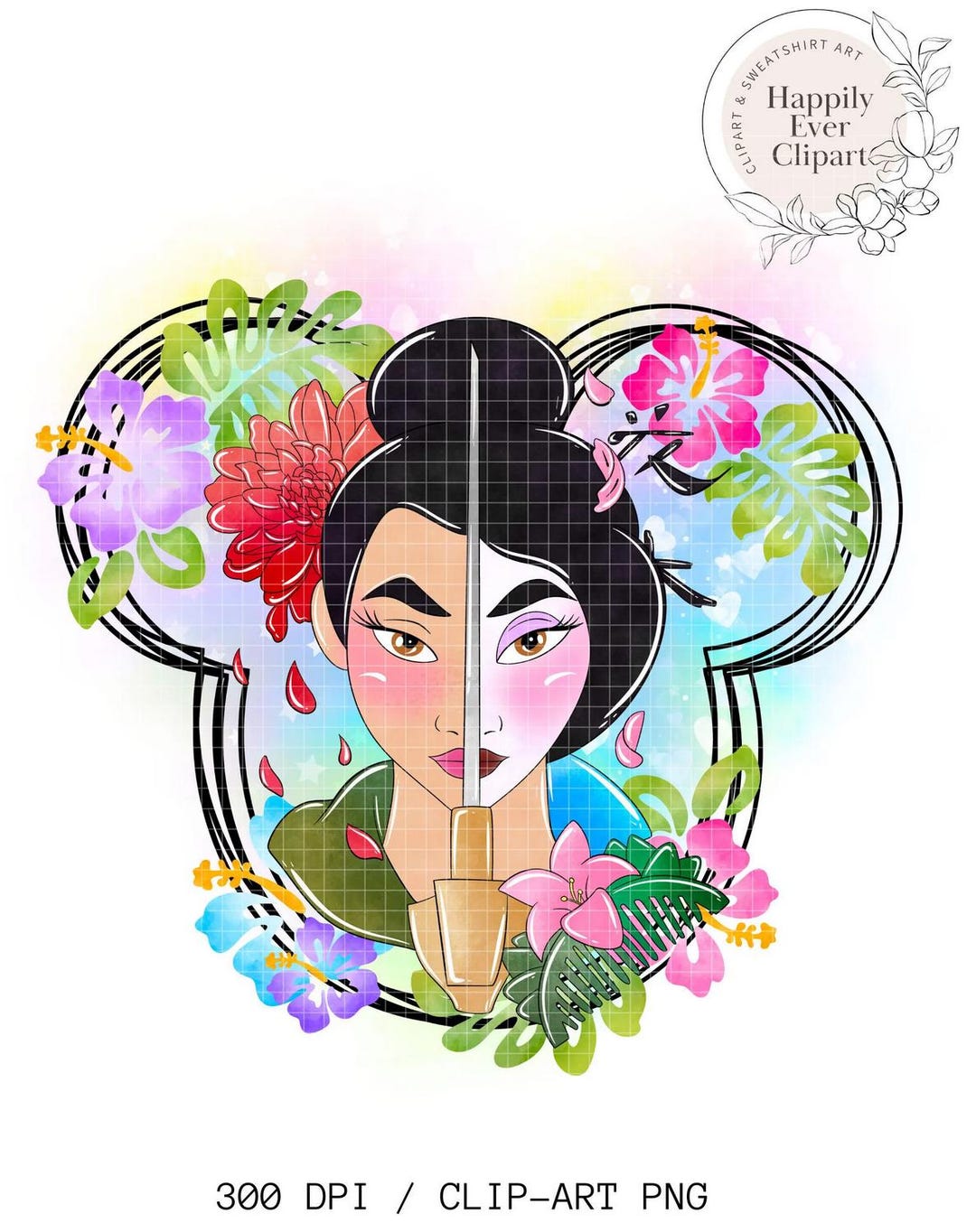 Watercolour Mulan Clipart / Mulan 300 Dpi Digital Download PNG ...