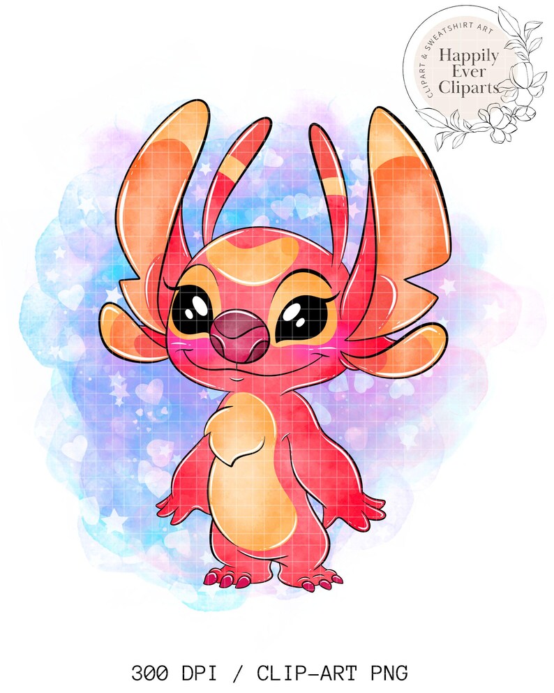 Watercolour Stitch Cousins Clipart / Cute Stitch Cousin 300 Dpi Digital ...
