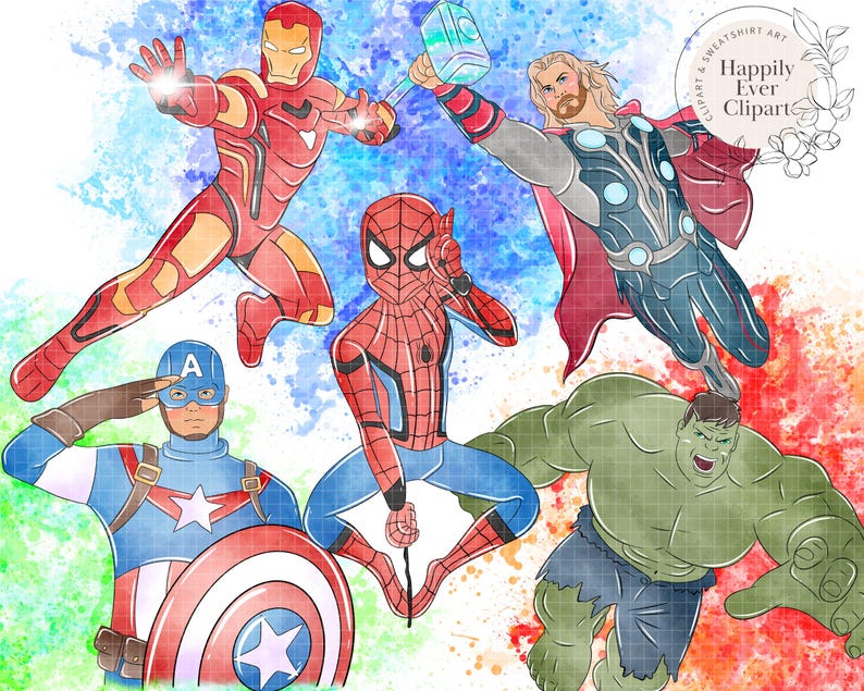 Watercolour Superheros Clipart / Superheros 300 Dpi Digital Download ...