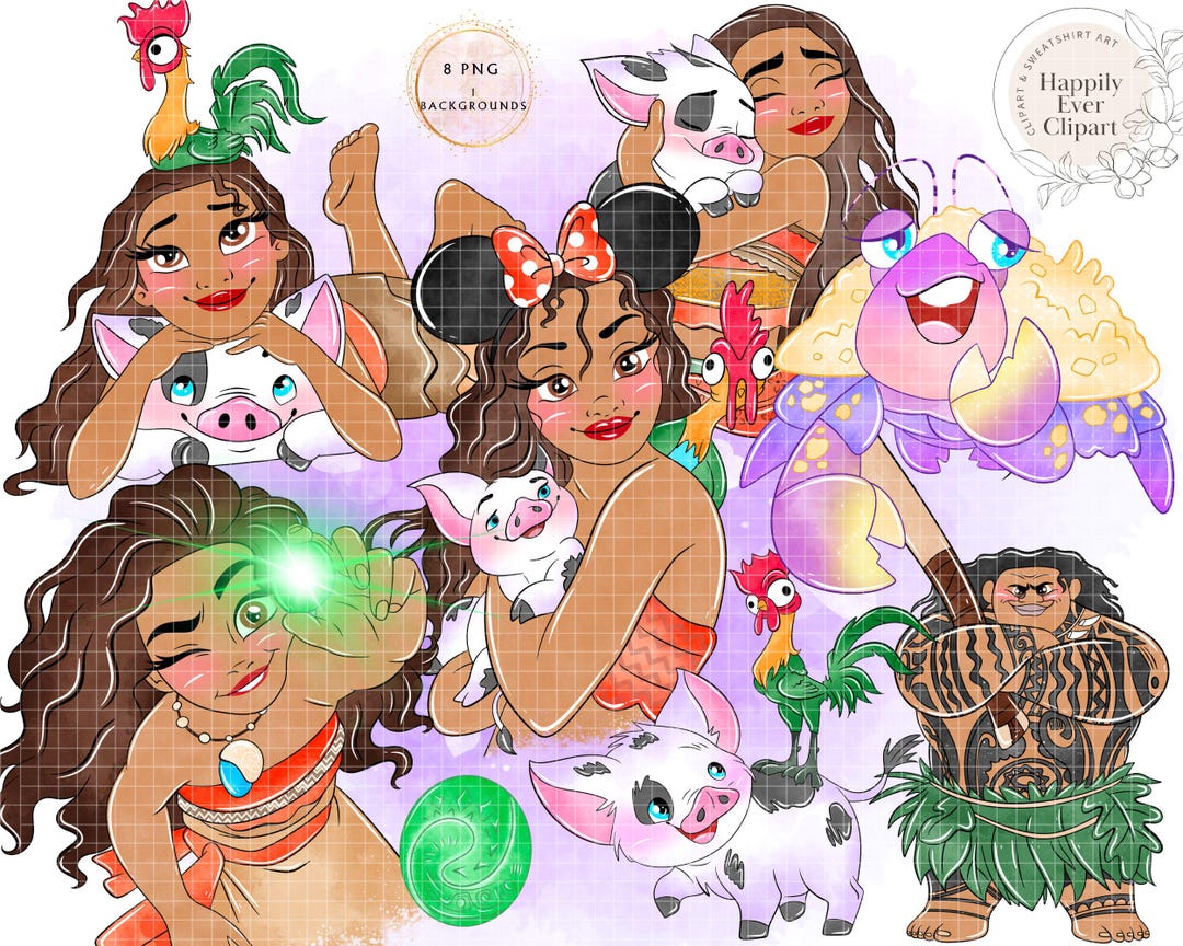 Acuarela Moana Clipart Set / Moana PNG imprimible 300 Dpi Descarga ...