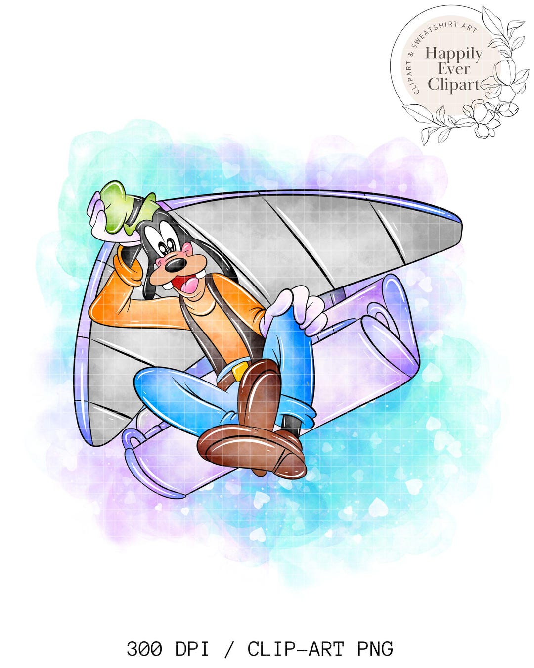 Watercolour Goofy Soarin' Theme Park Clipart / Goofy Cute Park Days ...