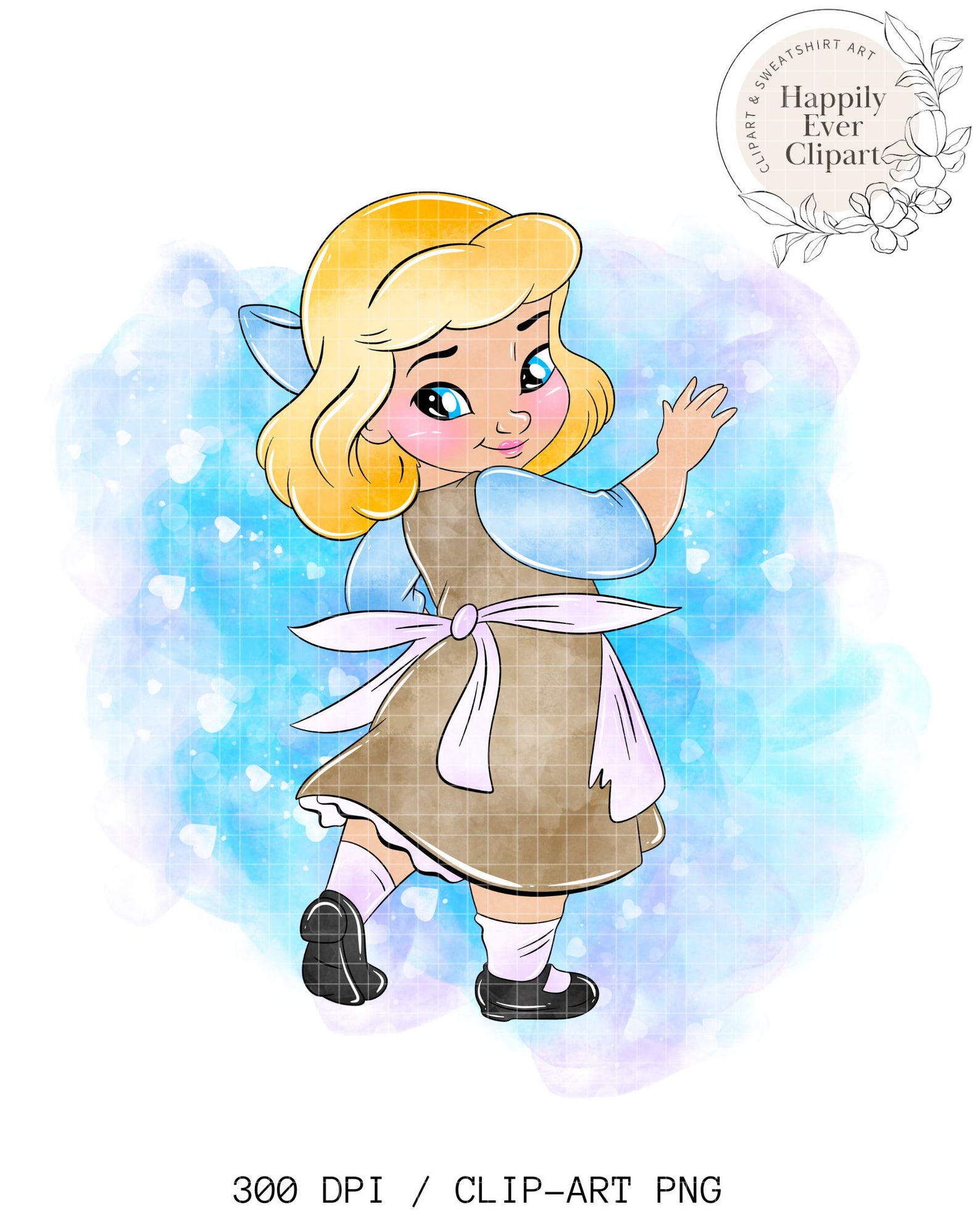 Watercolour Cinderella Clipart / Cute Cinderella 300 Dpi Digital ...