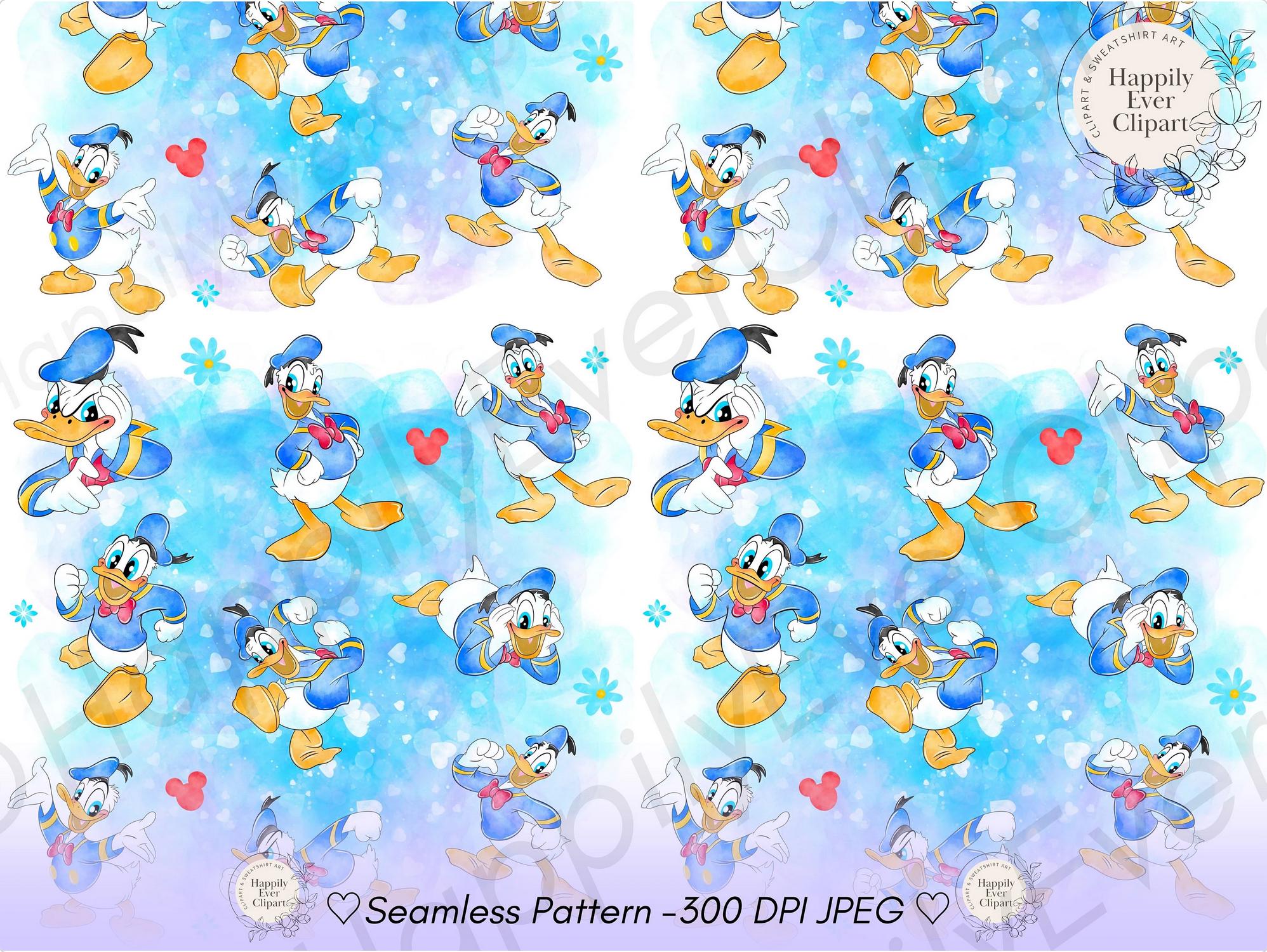 Watercolour Donald Seamless Pattern / Donald Seamless File 300 Dpi ...