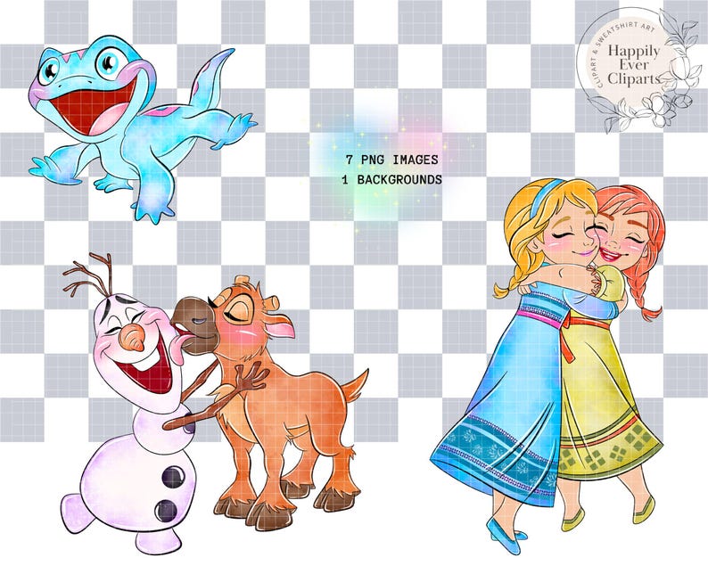Watercolour Frozen Clipart Set / Cute Frozen Anna Elsa Olaf Sven ...