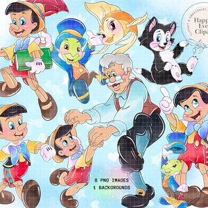 Watercolour Pinocchio Clipart Set / Pinocchio 300 Dpi Digital Download ...