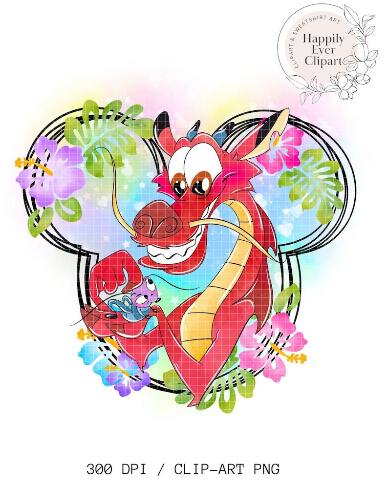 Watercolour Mulan Dragon Clipart / Cute Mulan Dragon 300 Dpi Digital ...