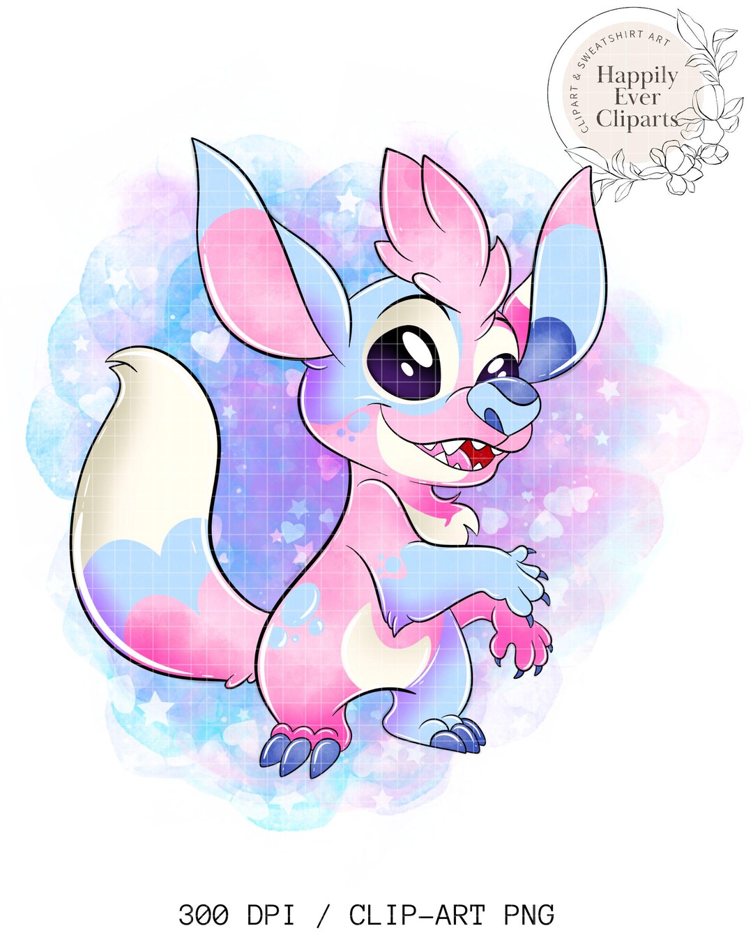 Watercolour Stitch Cousins Clipart / Cute Stitch Cousin 300 Dpi Digital ...