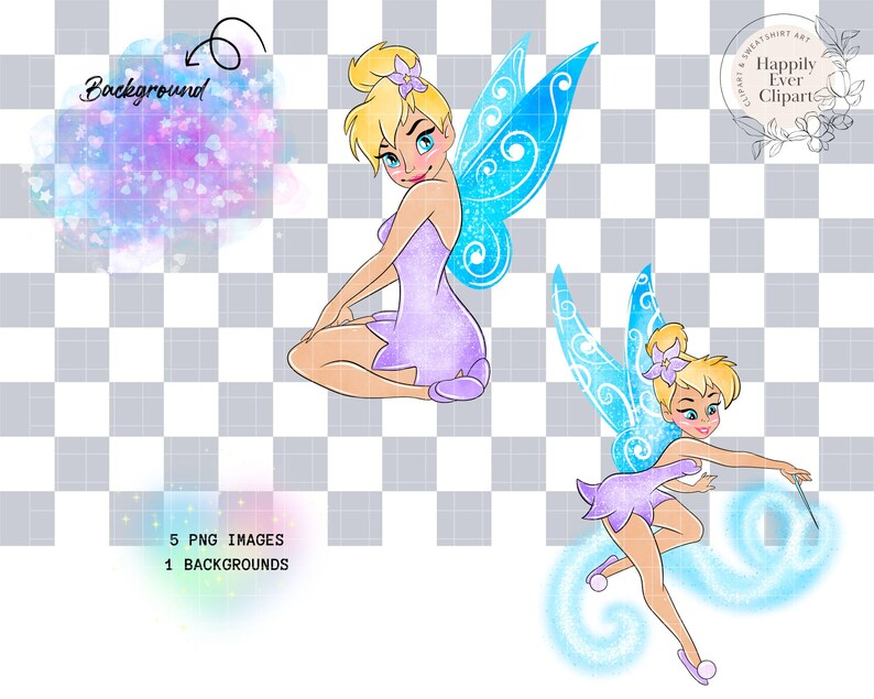 Watercolour Tinkerbell Clipart Set / Cute Tinkerbell 300 Dpi Digital ...