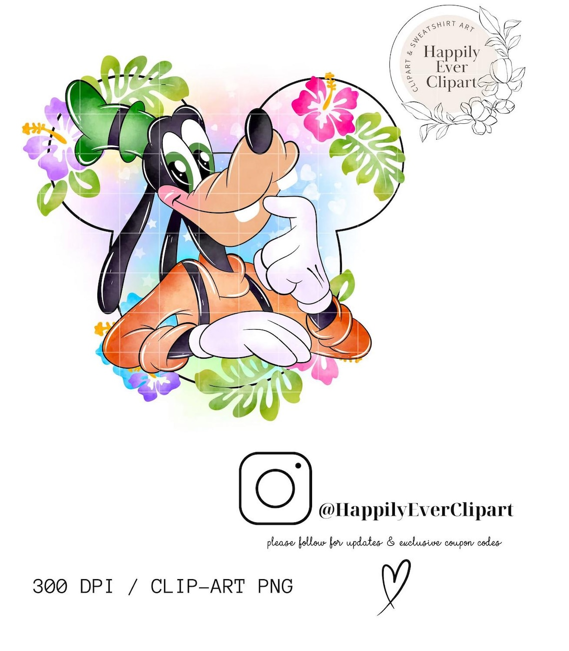 Watercolour Goofy Clipart / Goofy 300 Dpi PNG Digital Download / Goofy ...