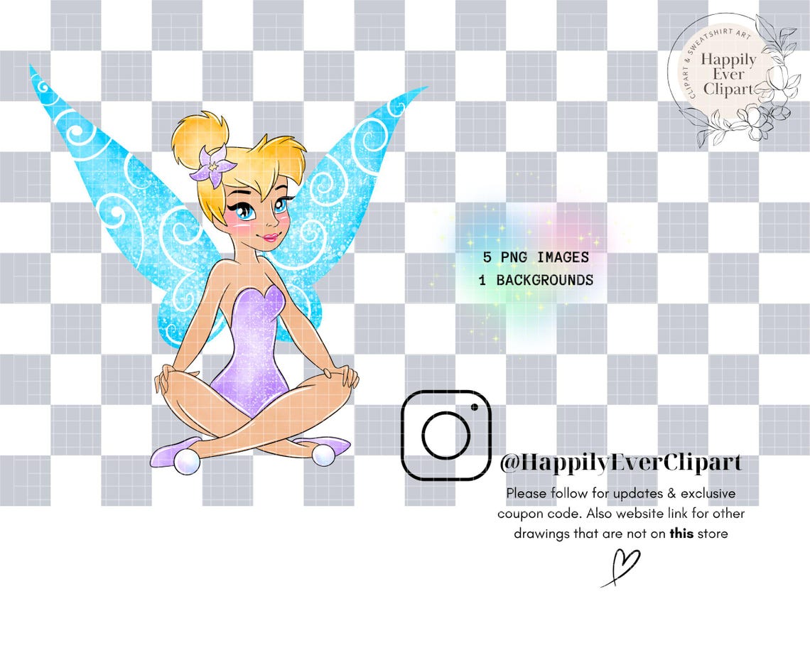 Watercolour Tinkerbell Clipart Set / Cute Tinkerbell 300 Dpi Digital ...
