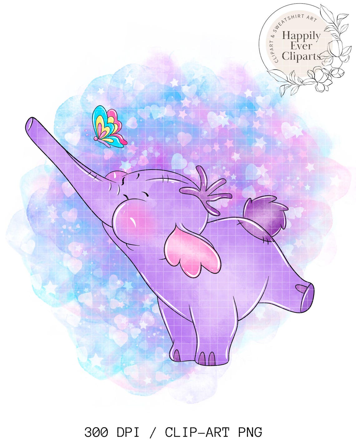 Watercolour Heffalump Clipart / Heffalump 300 Dpi Digital Download PNG ...