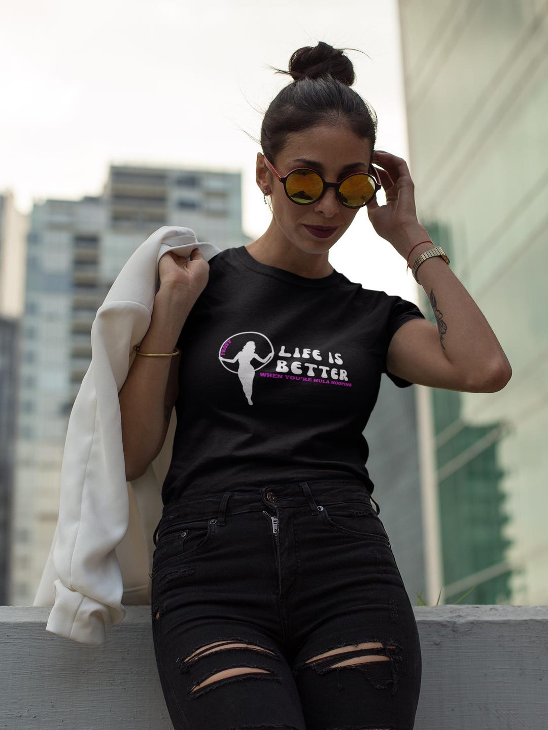 Life is Better Hula Hoop Tee, Hula Hoop Silhouette, Fitness Hoop Shirt ...