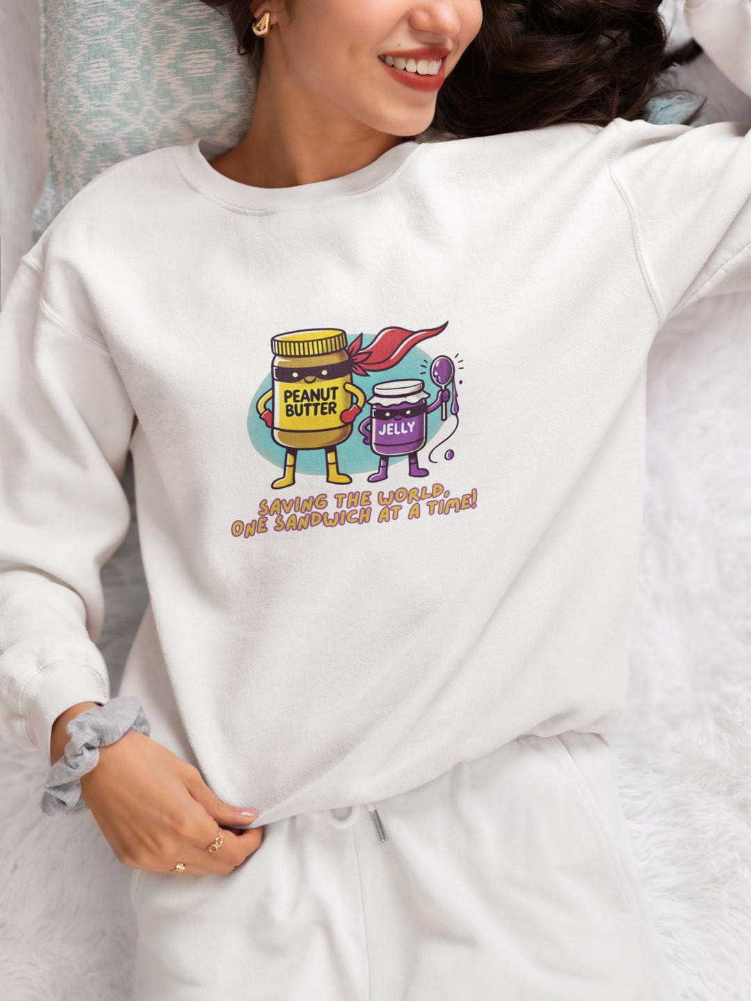 Peanut Butter and Jelly Superhero Sweatshirt, Food Lover Gift, Sandwich ...