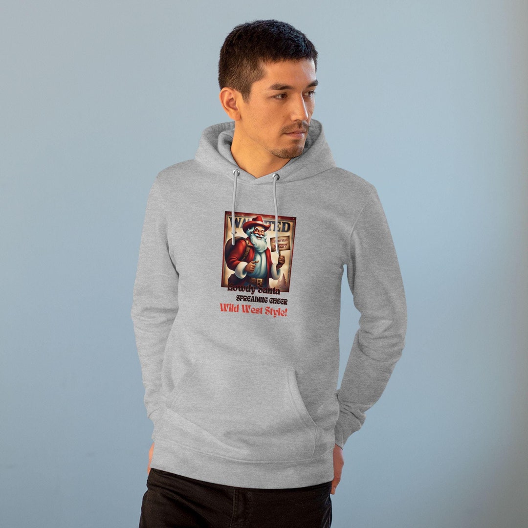 Humorous Vintage Outlaw Howdy Santa Claus Wanted Unisex Cruiser Hoodie ...
