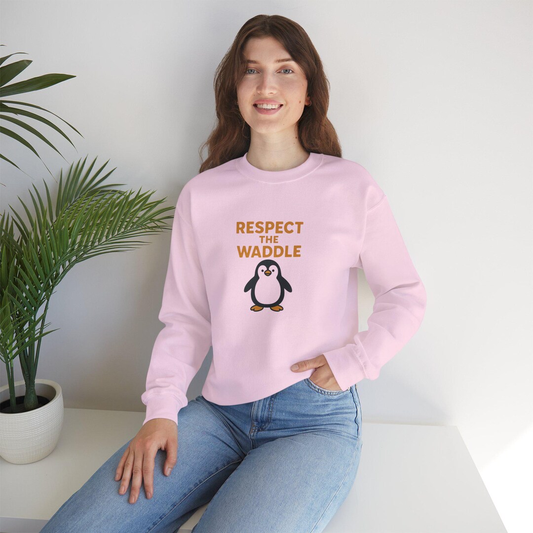 Respect the Waddle Penguin Crewneck Sweatshirt, Chonky Penguin Graphic ...