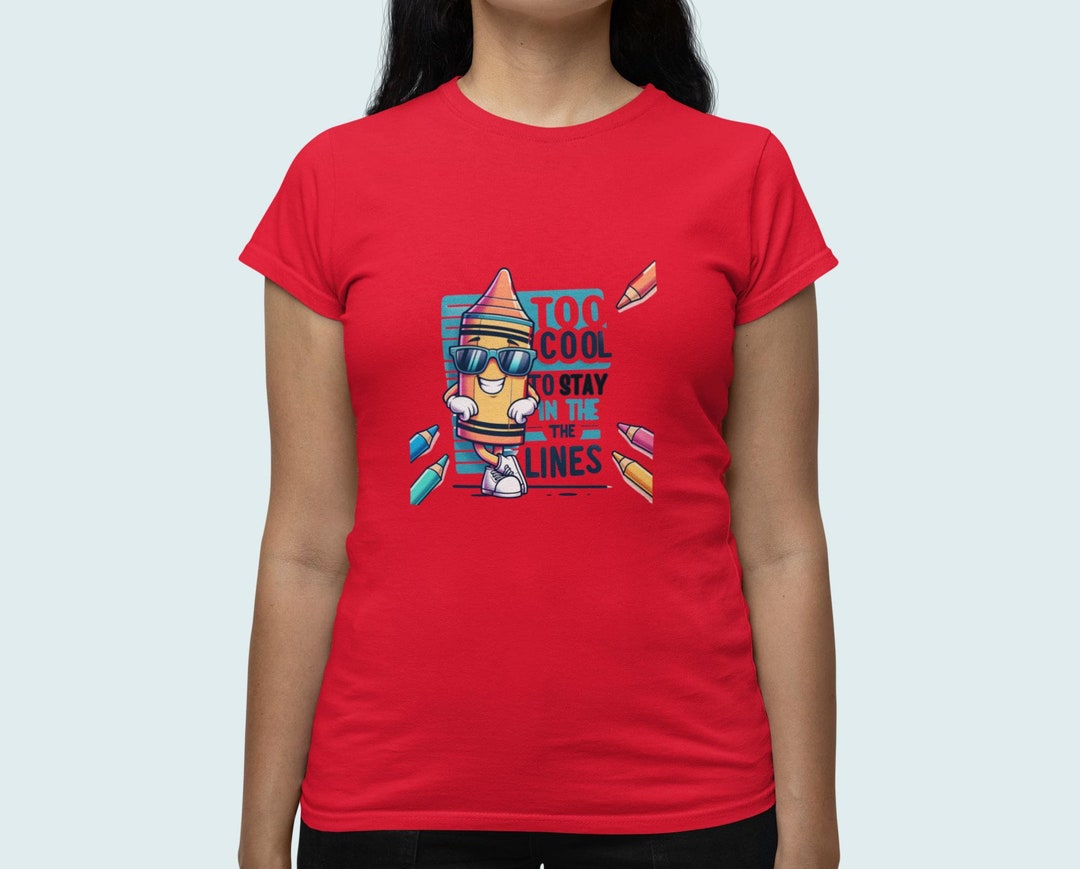 Cool Crayon Character Tee, Too Cool to Stay in the Lines, Playful ...