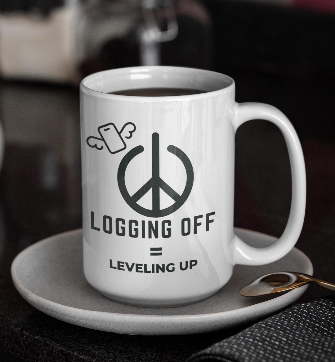 Logging off Leveling up Ceramic Mug - Fun Gift for Gamers, Peaceful ...