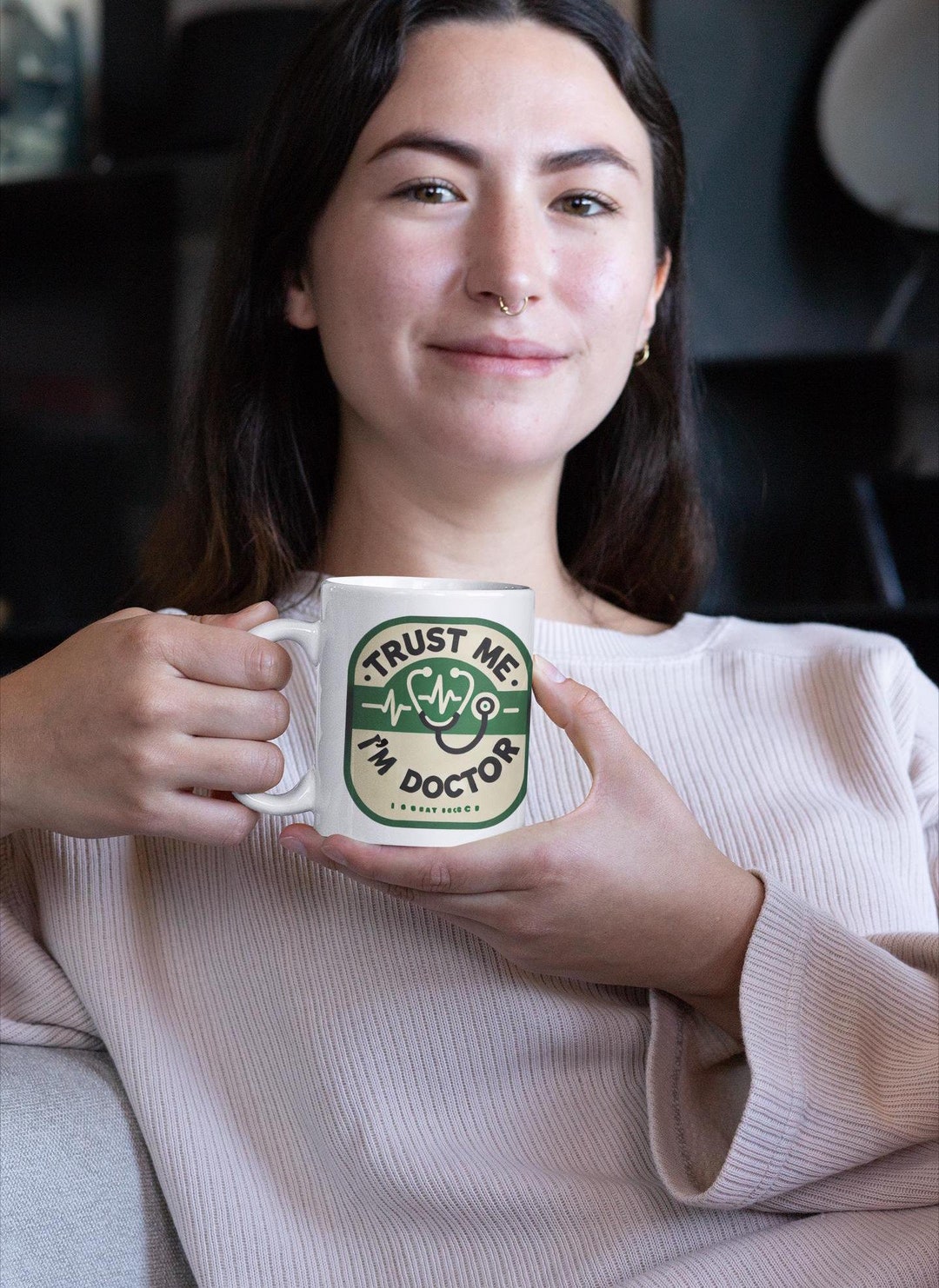 Coffee Mug, Lime Green Medical Badge Ceramic Cups, Stethoscope ...