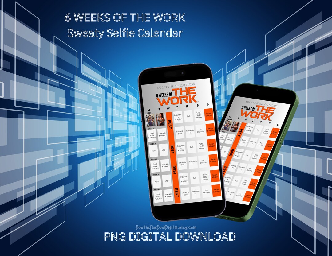 Bodi Program Sweaty Selfie Calendar, 6 Weeks of the Work Sweaty Selfie ...