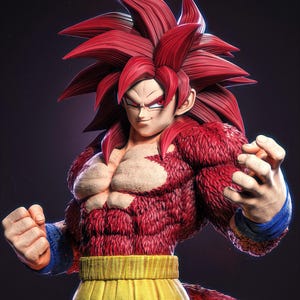 Primal Warrior Figure – SSJ4 Style | Hand Painted SLA 3D Print With ...