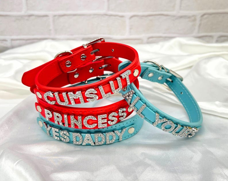 Custom Women Choker Collar, Name Choker Collar, Word Collar Necklace ...