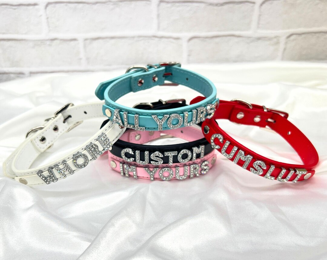 Custom Word Necklace, Leather Choker, Choker Collar Black Leather ...