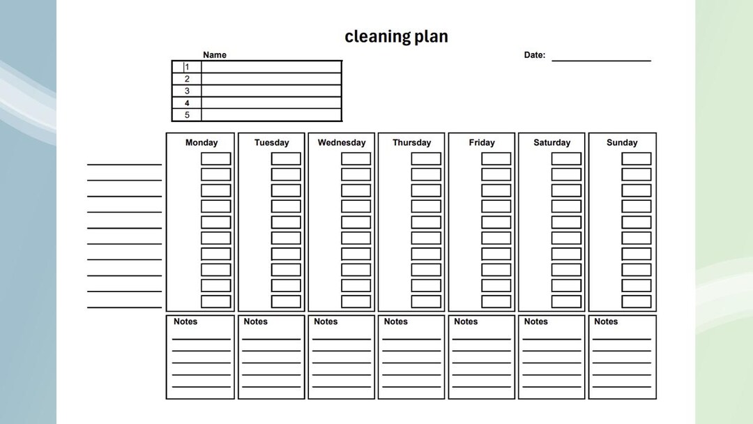 Printable Cleaning Plan Blank | A Fillable Form - Etsy