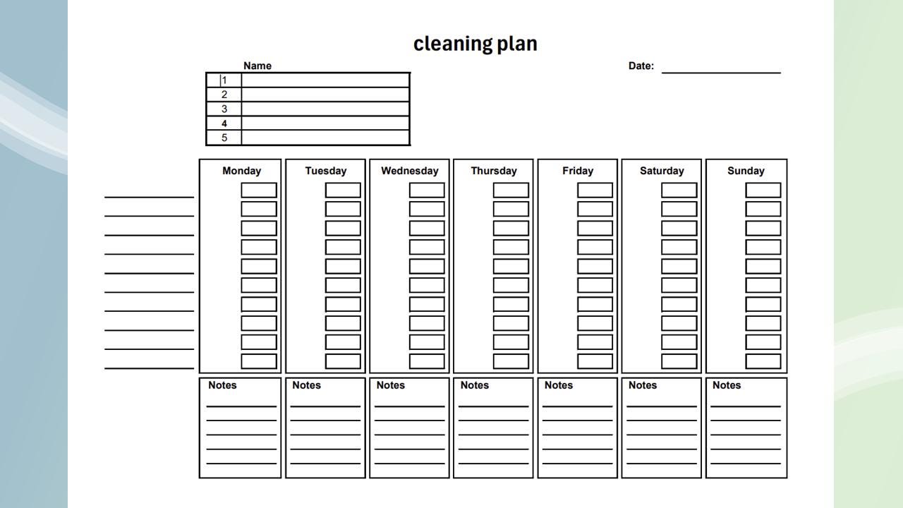 Printable Cleaning Plan Blank | A Fillable Form - Etsy