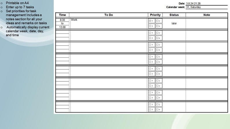 Printable Daily Agenda A Fillable Form - Etsy