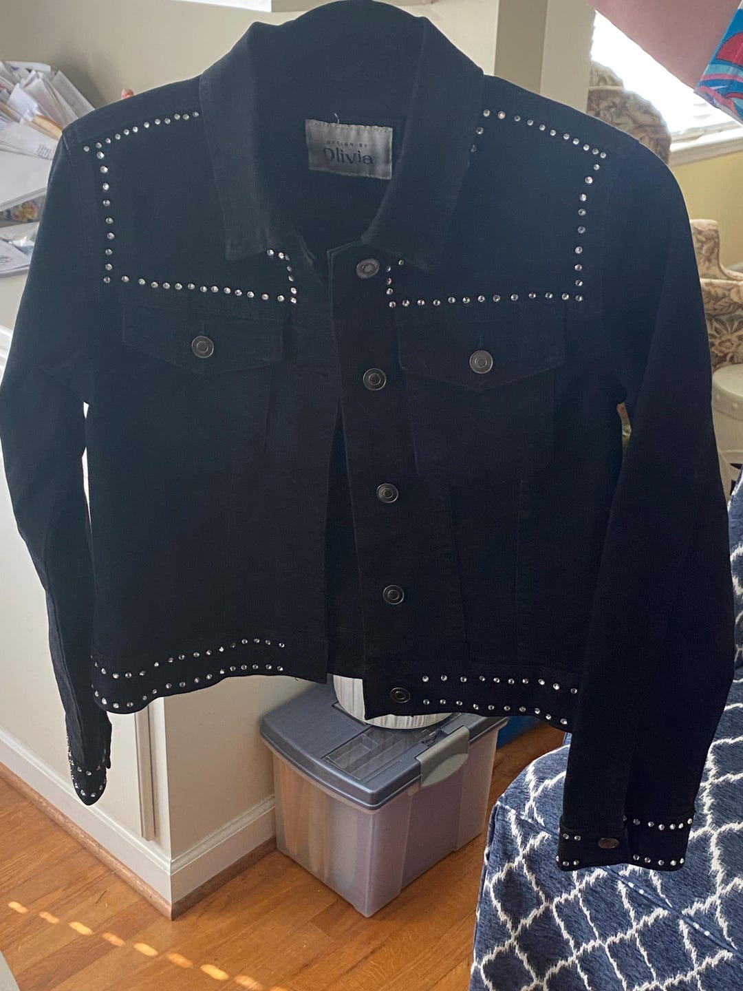 Black Crop Rhinestone Jacket - Etsy
