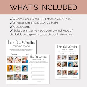 How Old Were They Bridal Shower Game Template, Guess Their Age ...