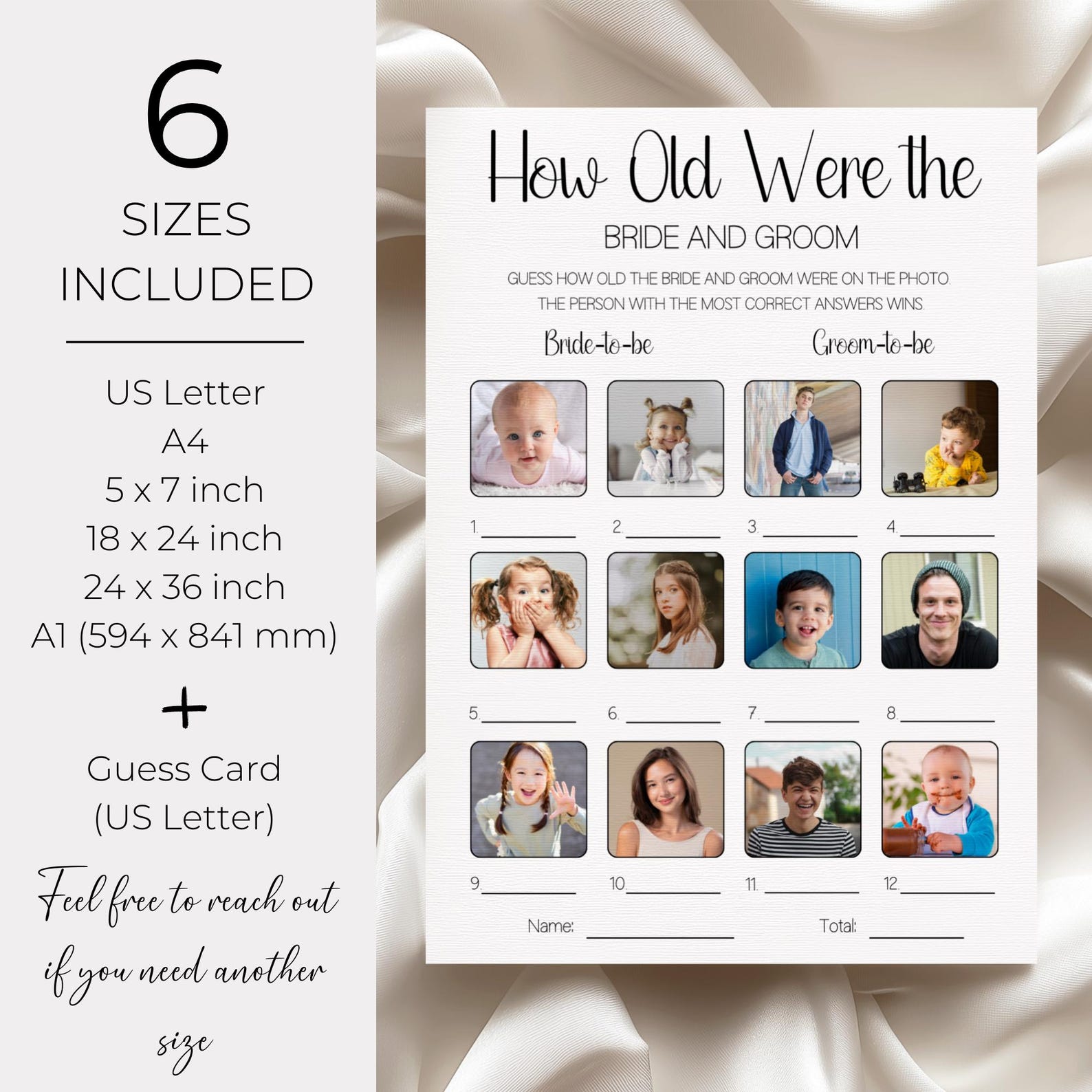 How Old Were They Bridal Shower Game Template, Guess Their Age ...