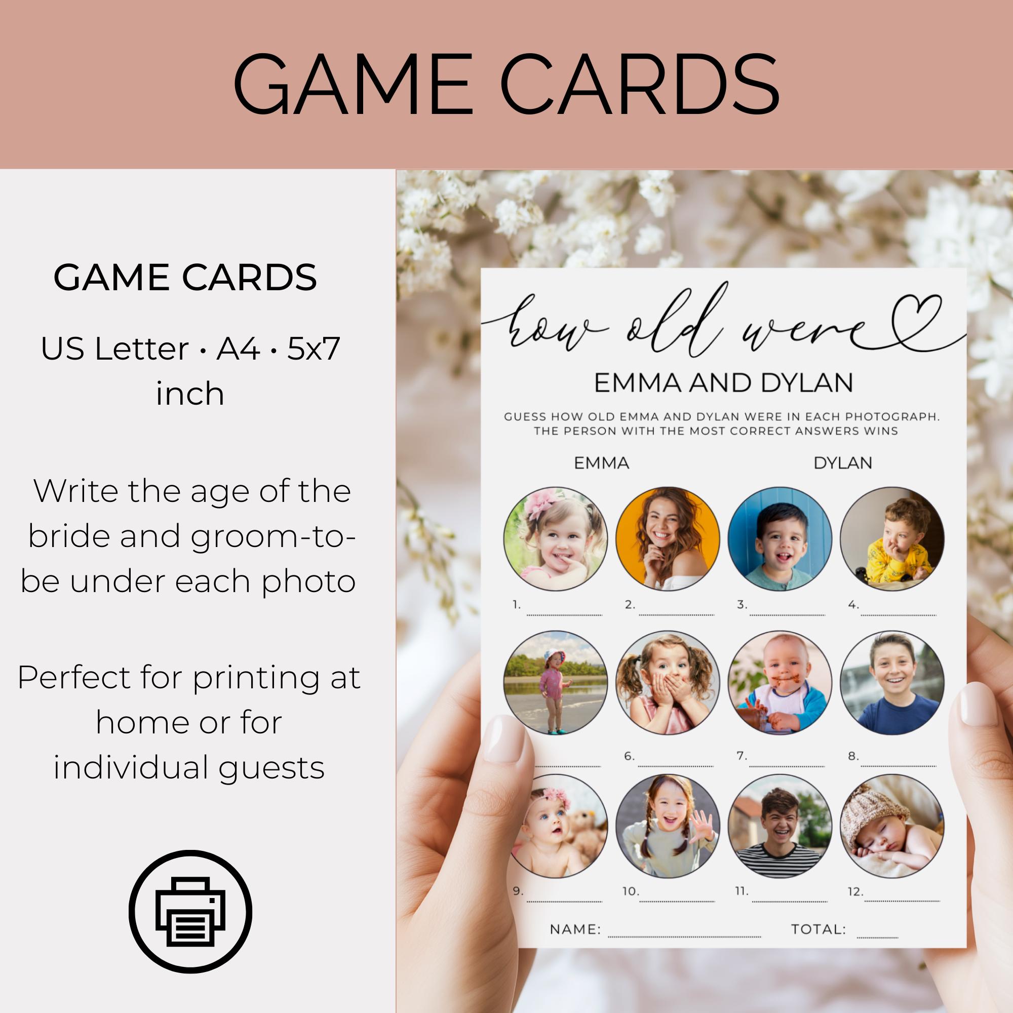 Bridal Shower Game: Guess Their Age Photo Game (editable Template ...