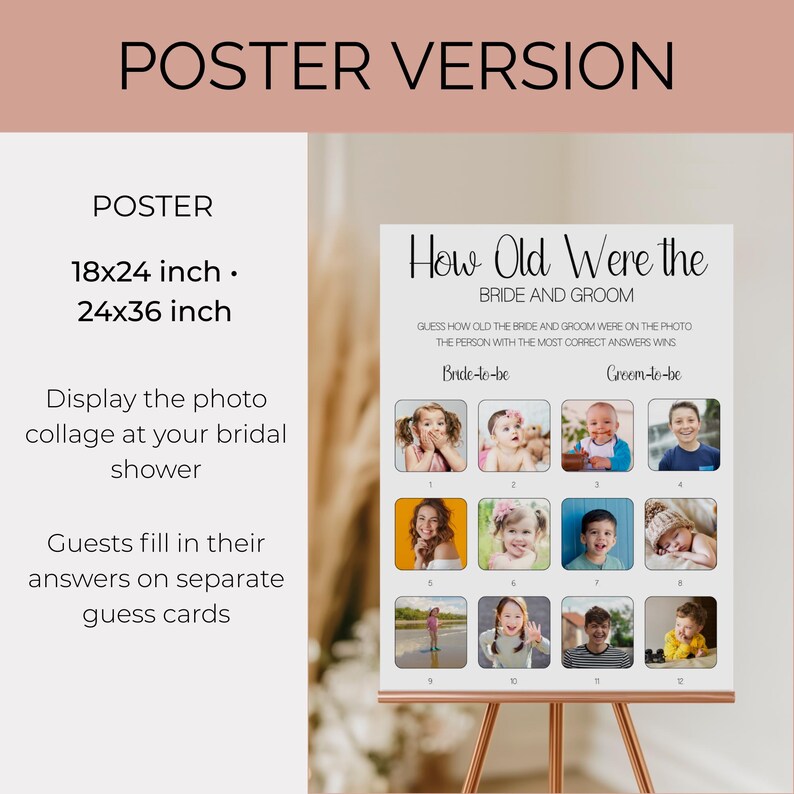 How Old Were They Bridal Shower Game Template, Guess Their Age ...