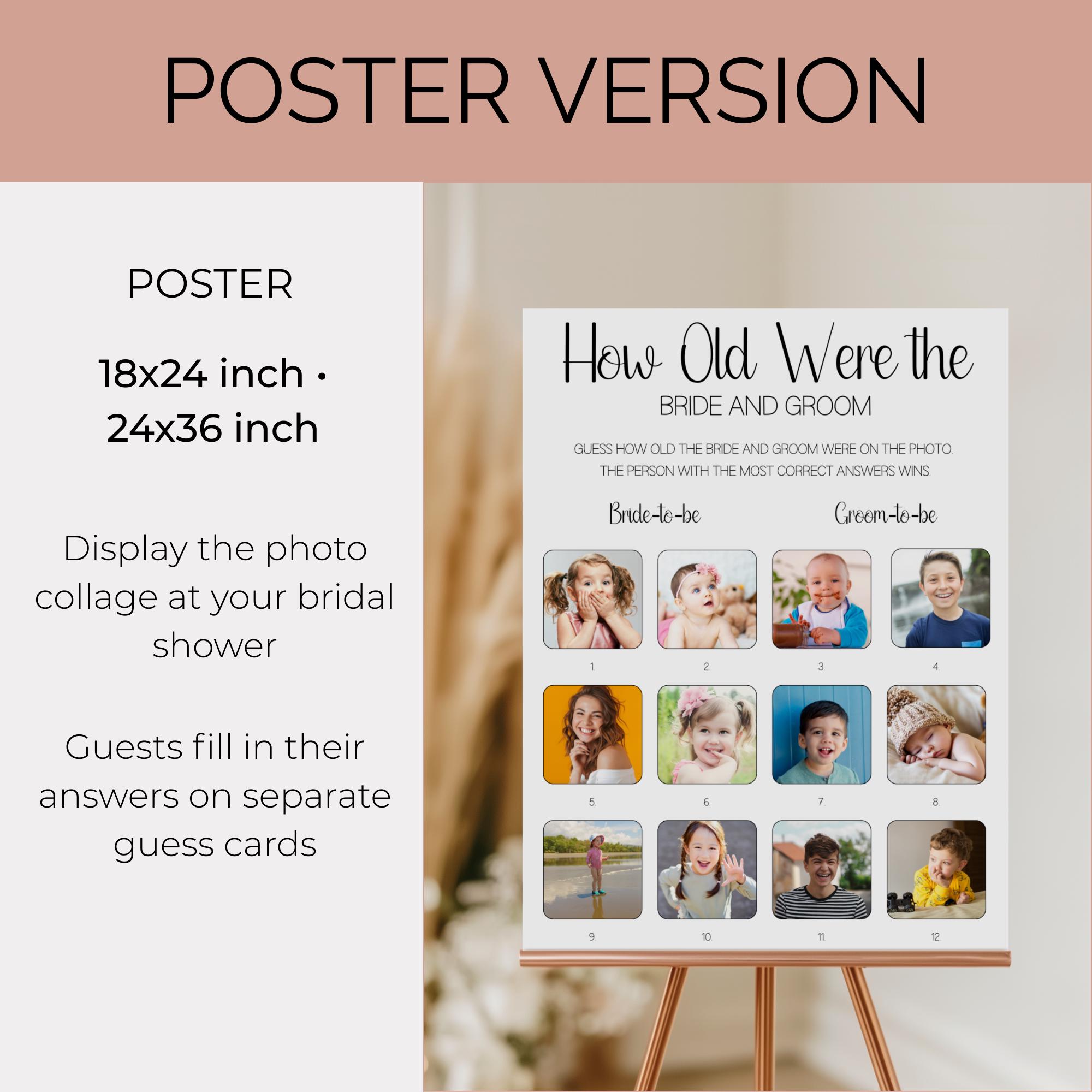 How Old Were They Bridal Shower Game Template, Guess Their Age ...